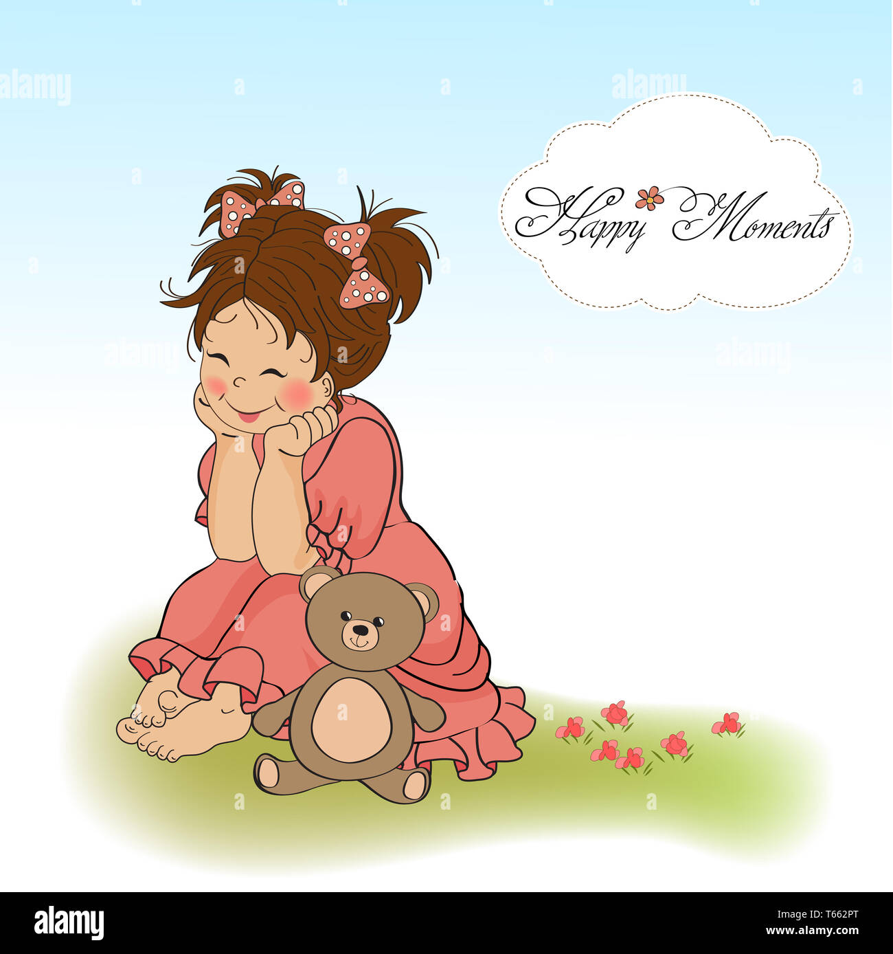 little baby girl play with her teddy bear toy Stock Photo - Alamy