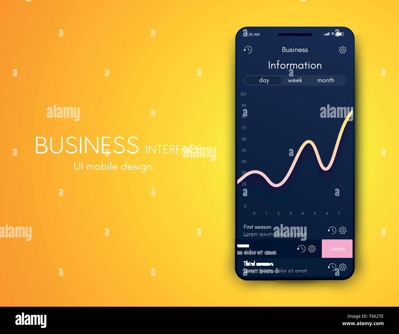 User interface with infographics with charts and graphs in flat design ...