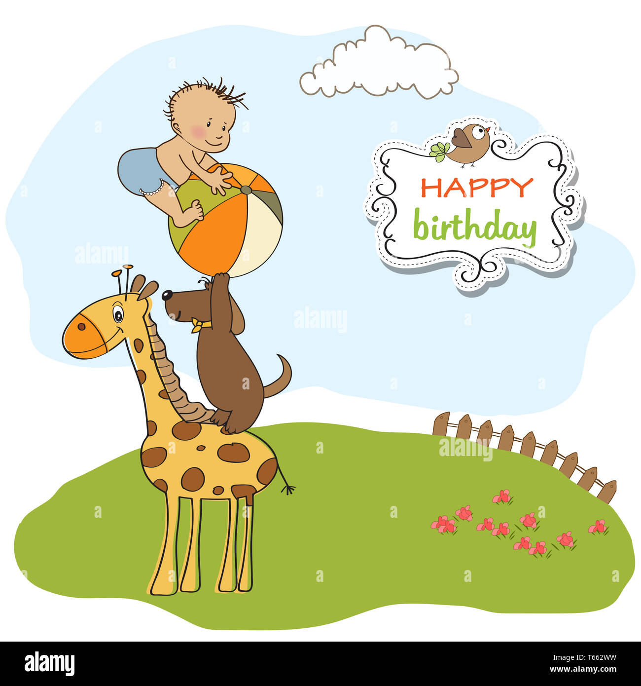 funny cartoon birthday greeting card Stock Photo - Alamy