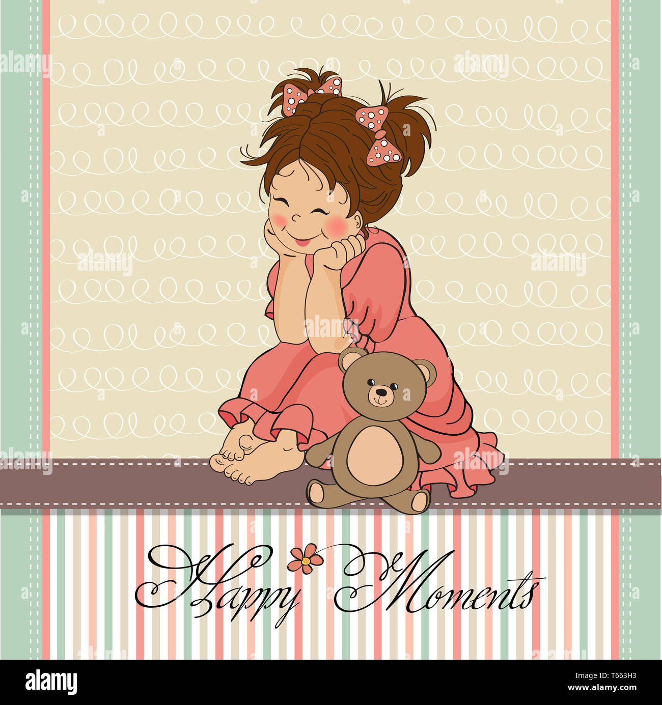 little baby girl play with her teddy bear toy Stock Photo - Alamy