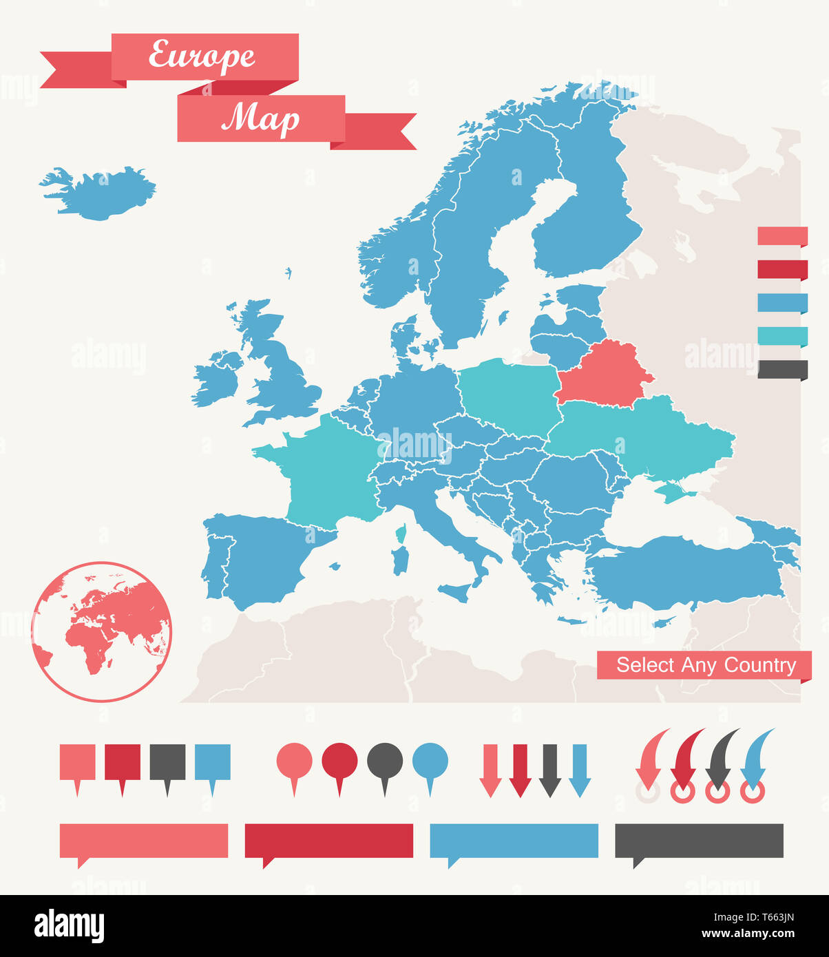 Infographic set map europe hi-res stock photography and images - Alamy