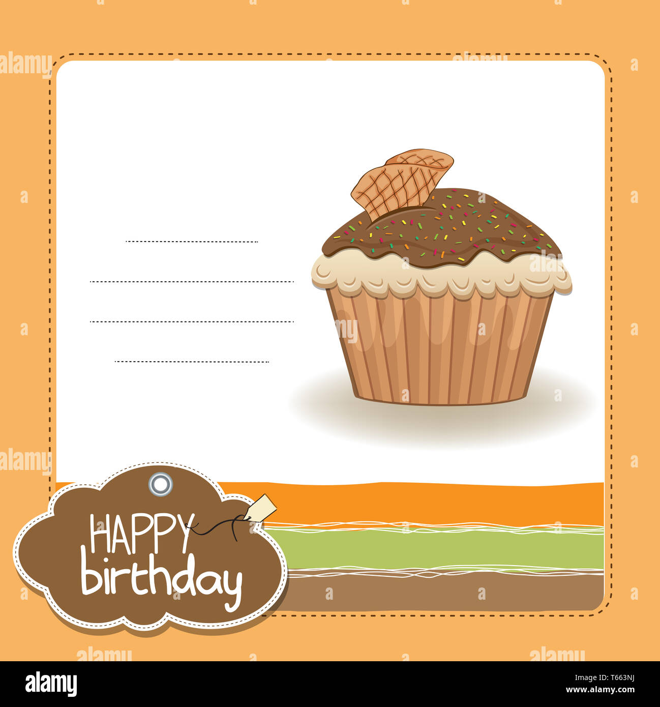 cute happy birthday card with cupcake Stock Photo - Alamy