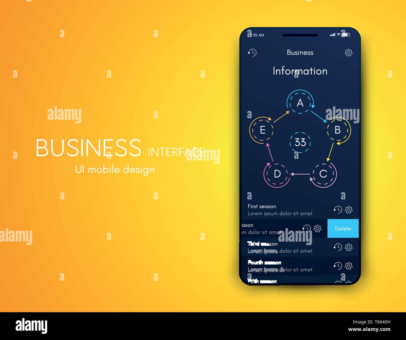 User interface with infographics with charts and graphs in flat design ...