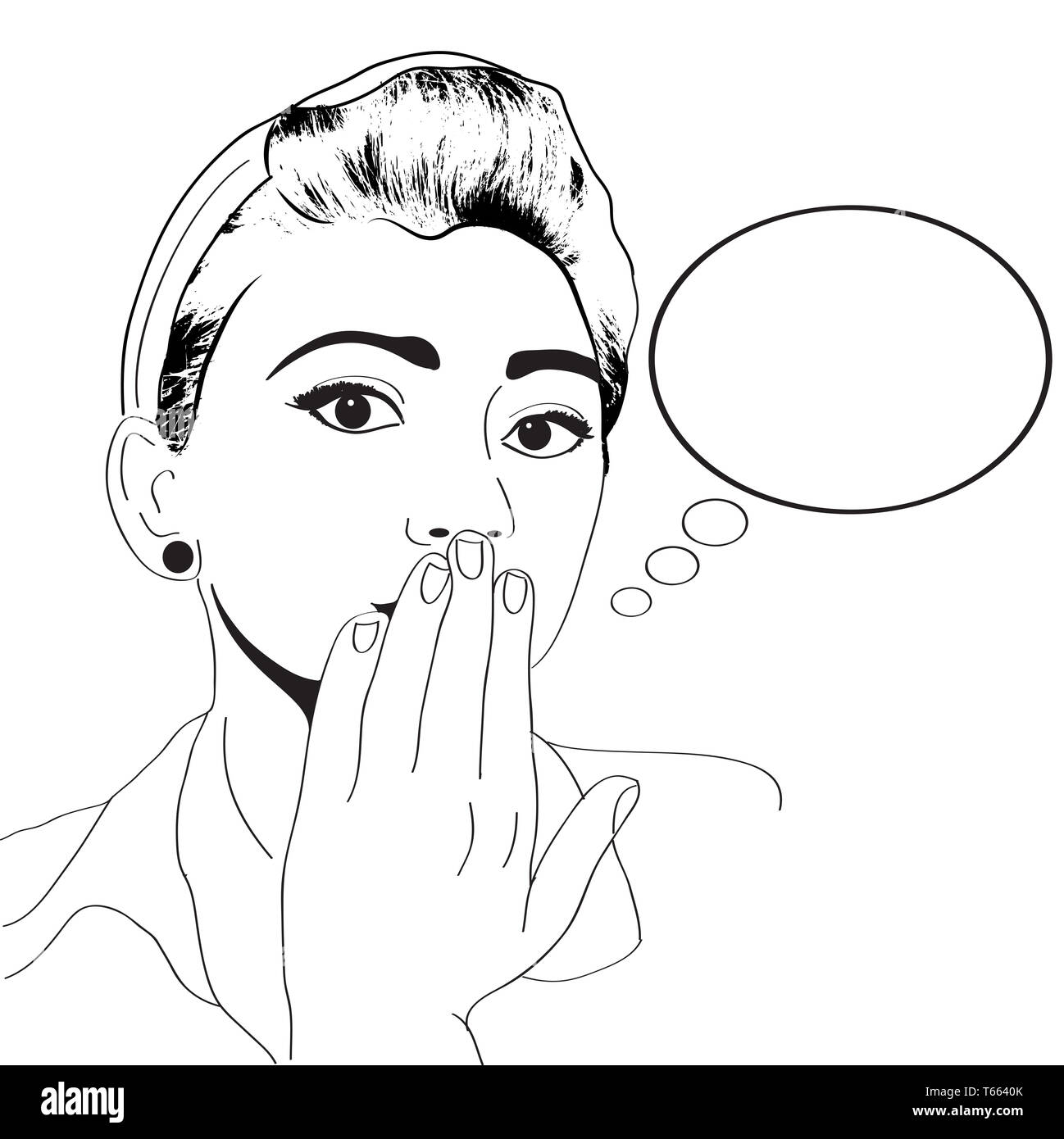 Girl surprise line art Cut Out Stock Images & Pictures - Alamy