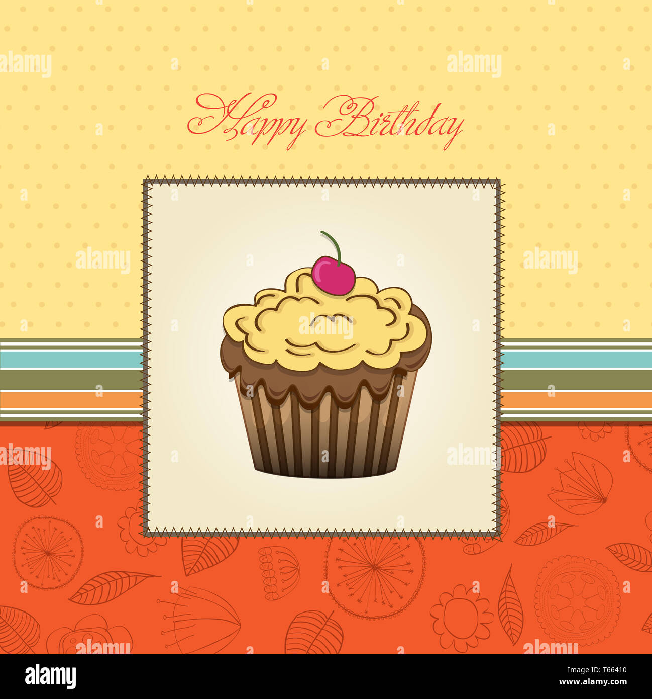 cute happy birthday card with cupcake Stock Photo - Alamy