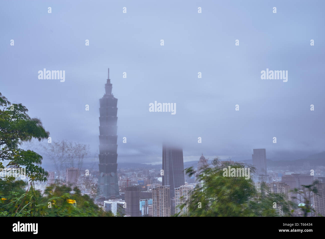 Taipei, Taiwan, December 10, 2018: A mist covered the highest Taipei ...