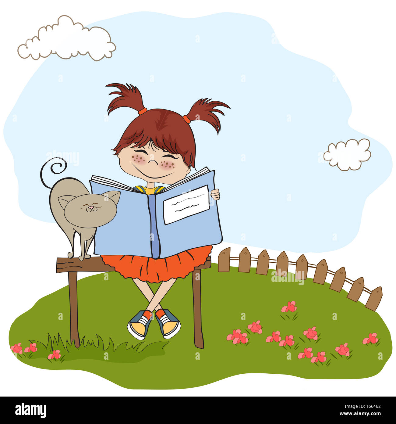 Cartoon illustration big book reading Cut Out Stock Images & Pictures ...