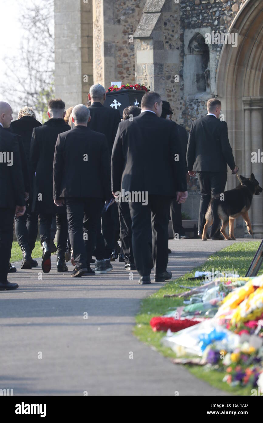 The funeral of The Prodigy vocalist Keith Flint at St. Mary’s Church in ...
