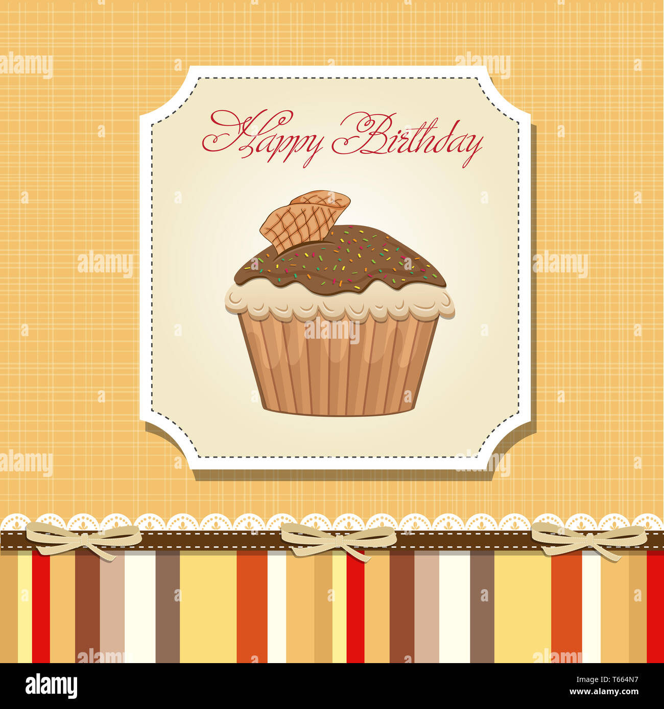 cute happy birthday card with cupcake Stock Photo - Alamy