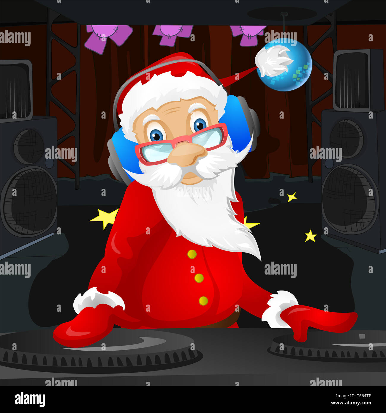 Cartoon christmas santa claus dj hi-res stock photography and images ...