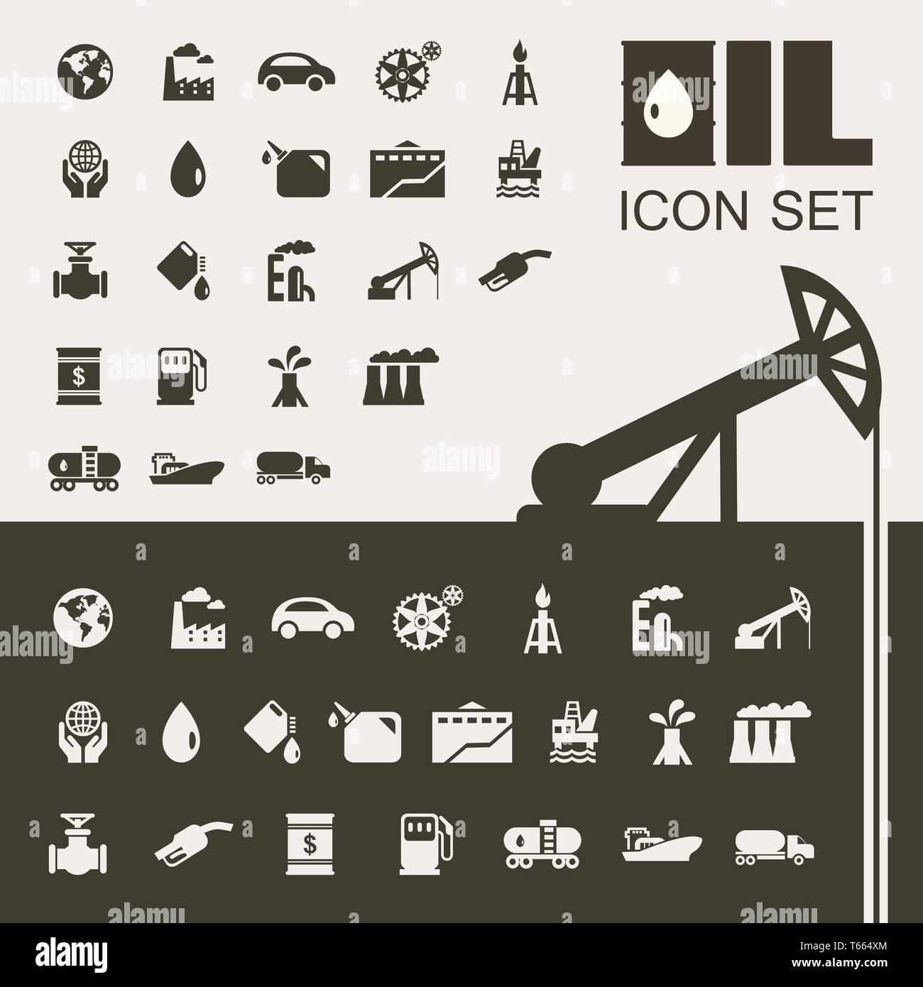 Oil Industry Flat Icon Set Stock Photo - Alamy