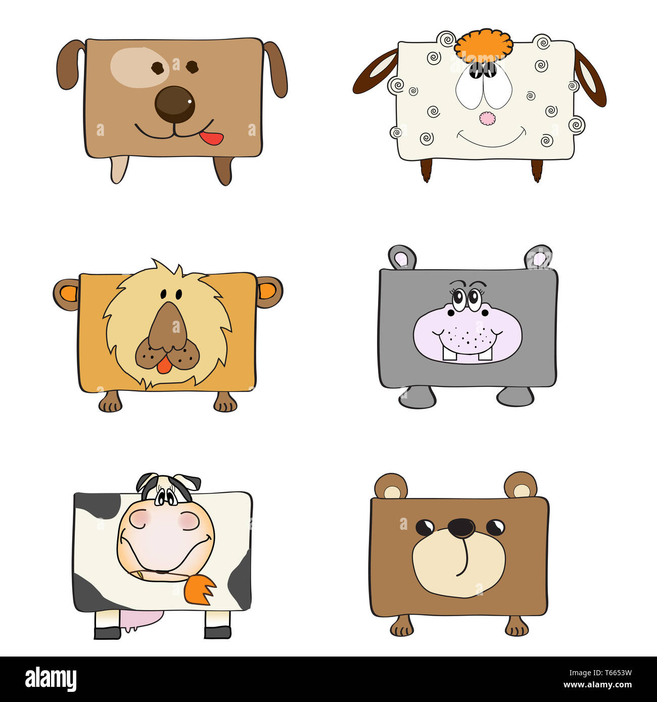baby shower card with funny cube animals Stock Photo - Alamy