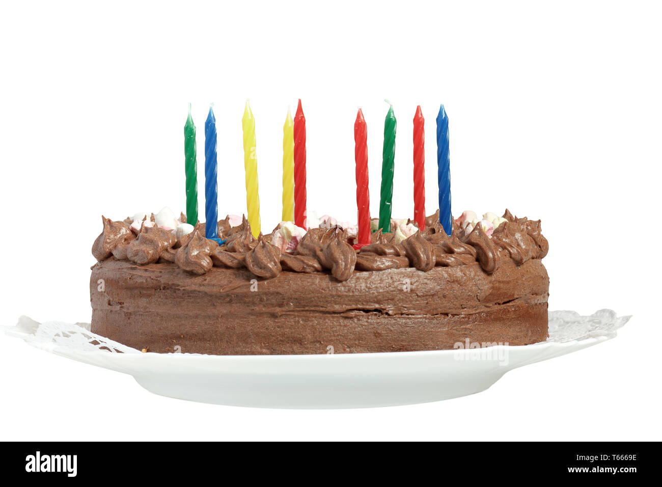 Chocolate cake isolated on white Stock Photo - Alamy