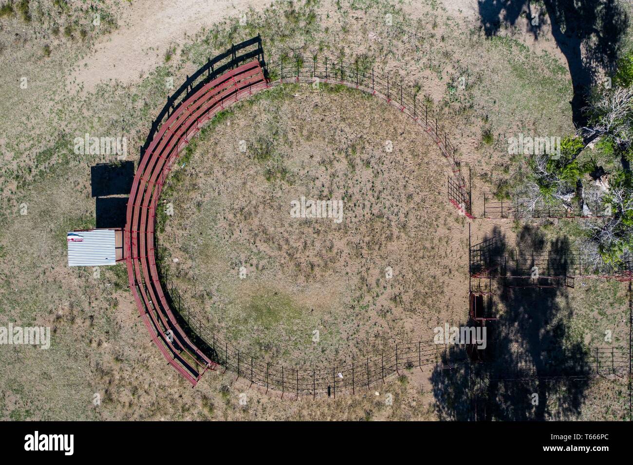 Aerial view of the roundabout or rodeo area of the village Esqueda ...