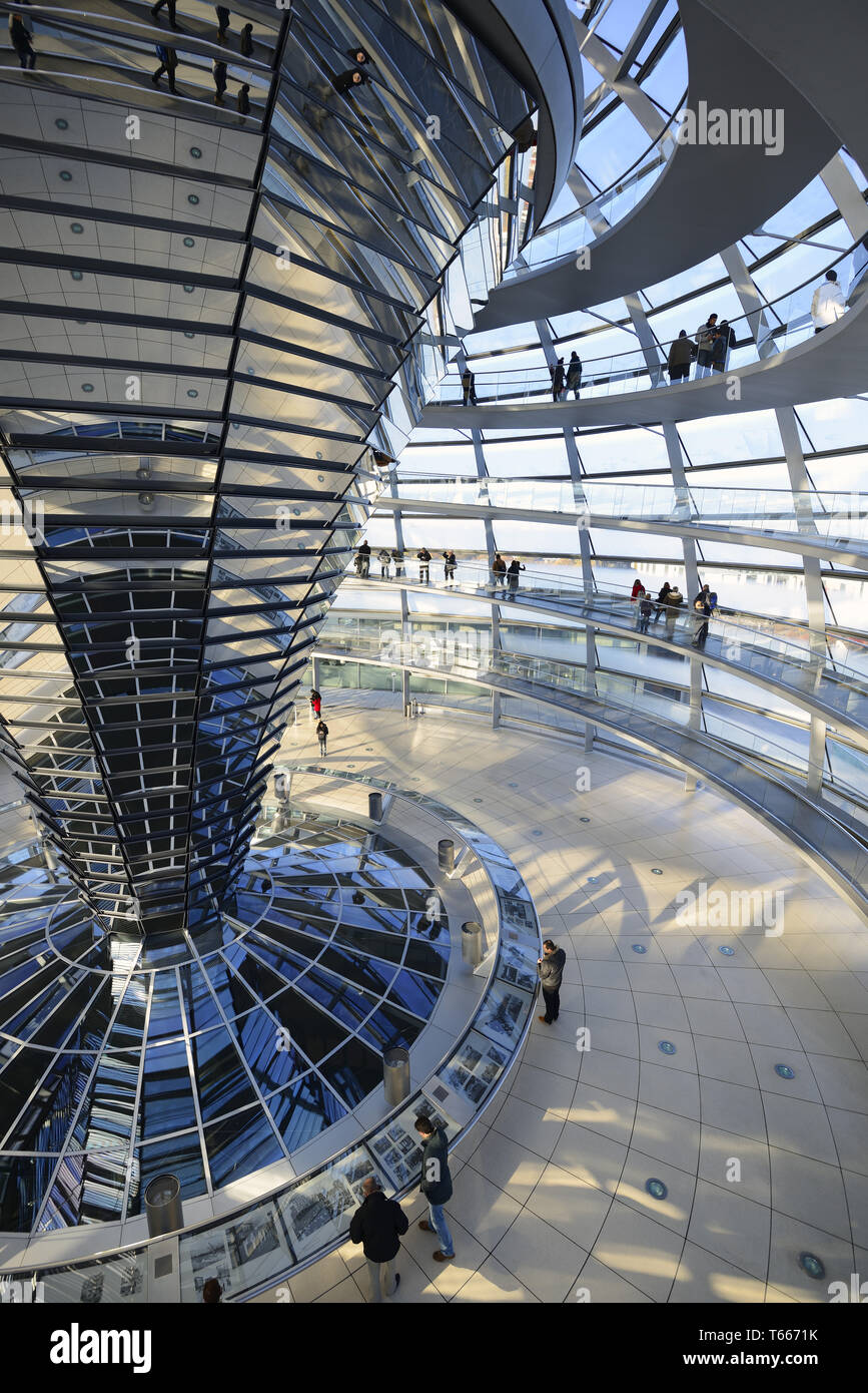 The Glass Dome of the German Reichstag building in Berlin, Germany ...