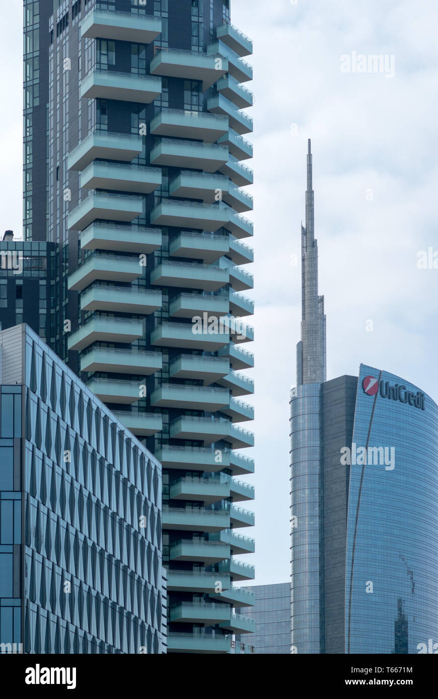 View of the exterior of modern office building in Milan office park ...