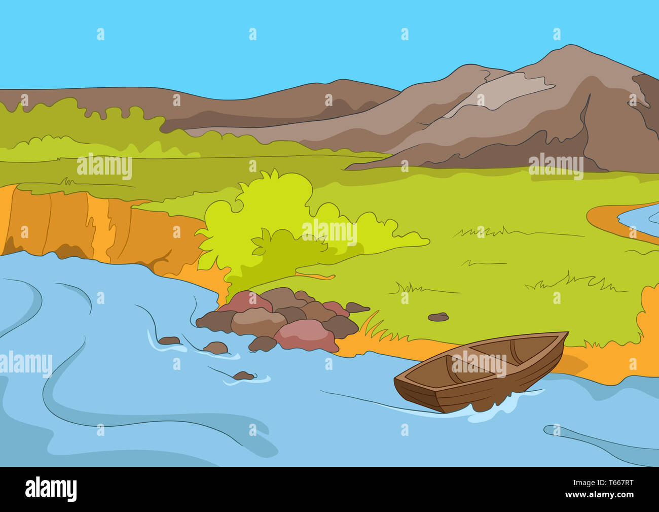 Lake woods cartoon hi-res stock photography and images - Alamy