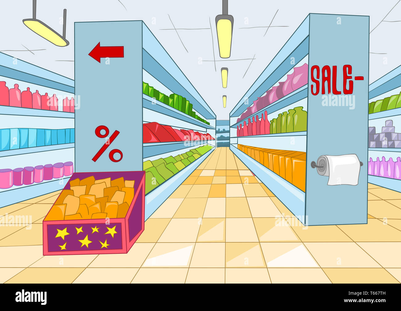 Supermarket Cartoon Stock Photo - Alamy