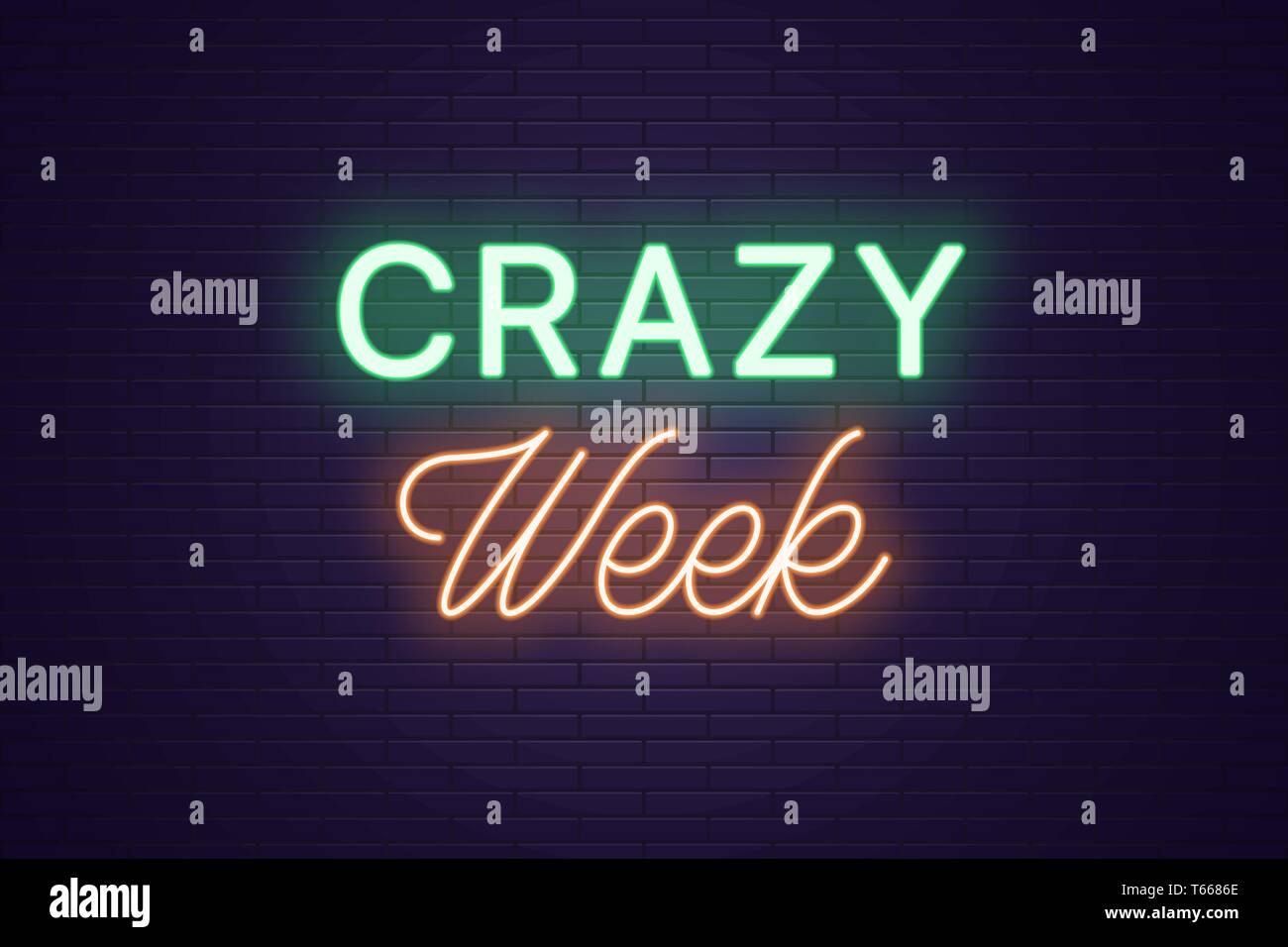 Neon composition of headline Crazy Week. Glowing Neon text Crazy Week ...