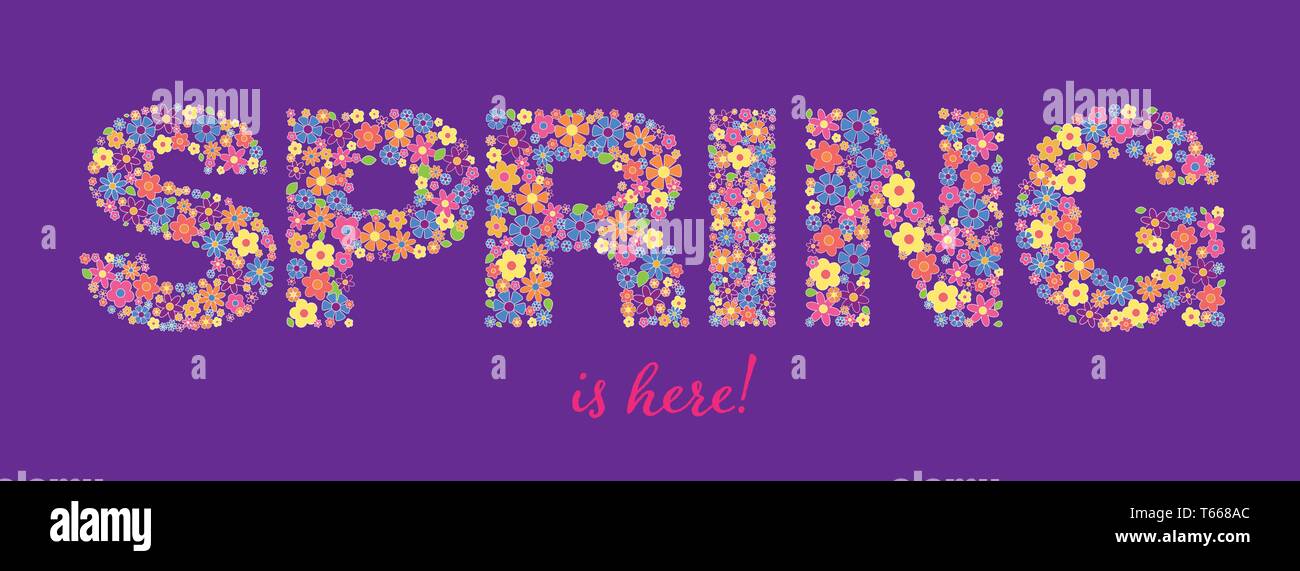 Word spring written flowers Stock Vector Images - Alamy