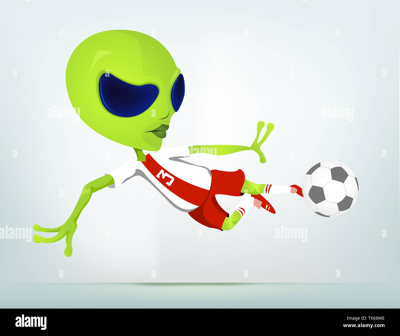 Cartoon illustration footballer kicking football hi-res stock ...