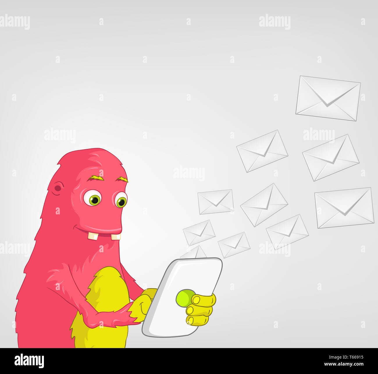 Funny Monster. Tablet User Stock Photo - Alamy