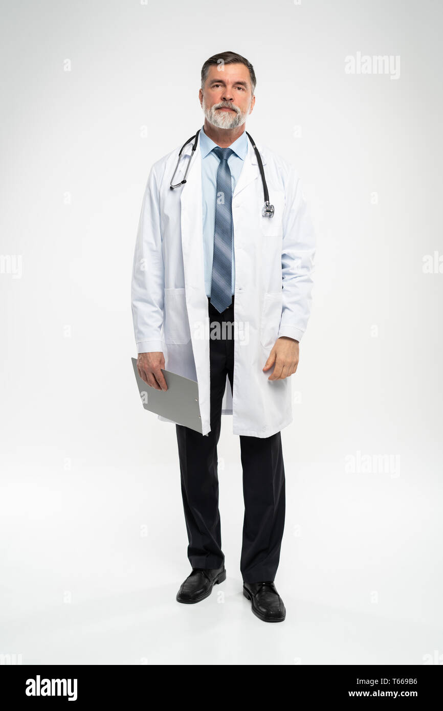 Full body portrait of happy smiling doctor, isolated on white ...