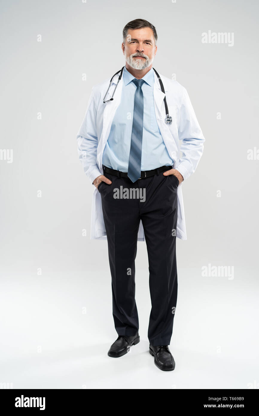 Full body portrait of happy smiling doctor, isolated on white ...