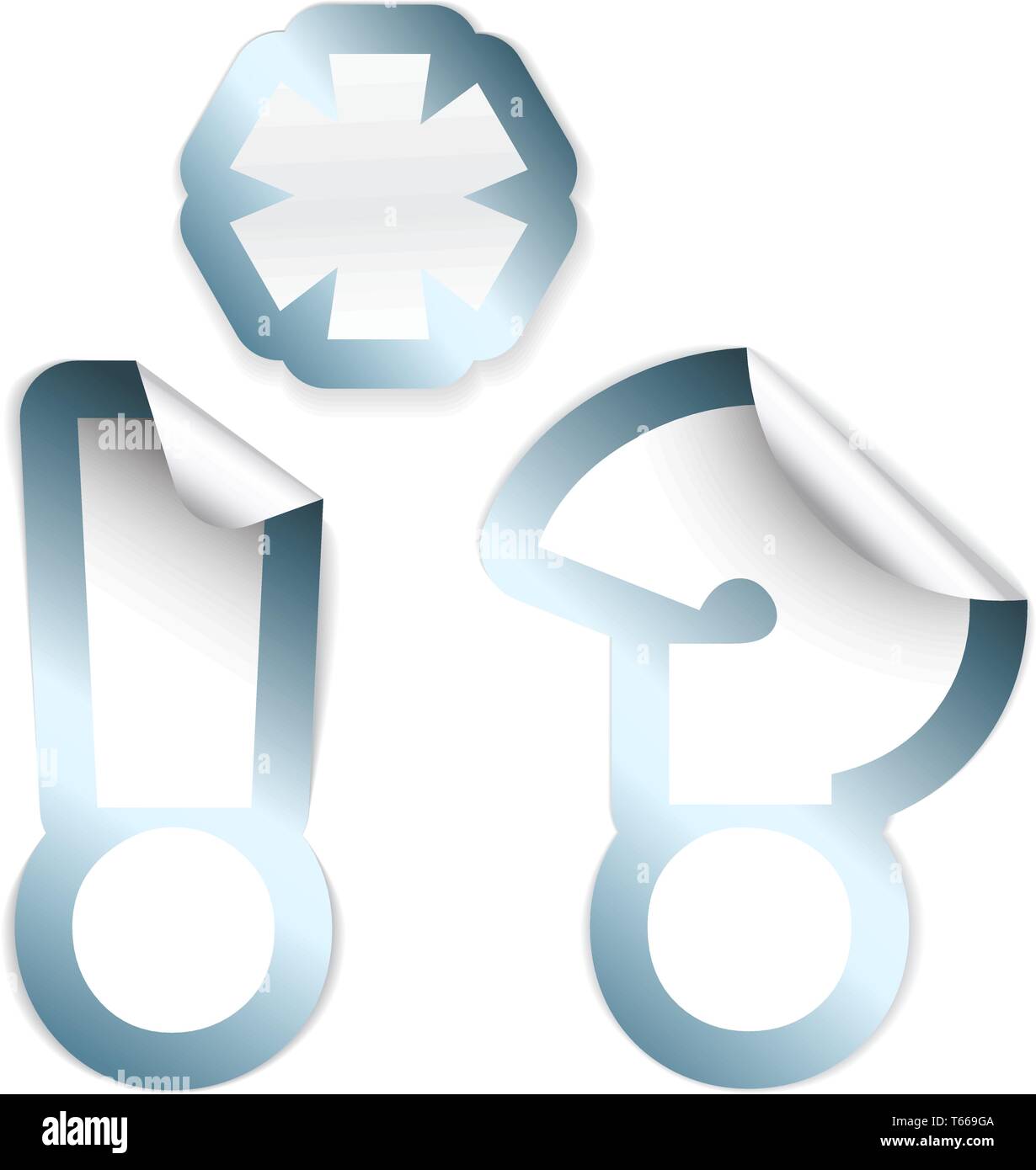 Set of premium labels - asterisk, exclamation mark and question mark ...