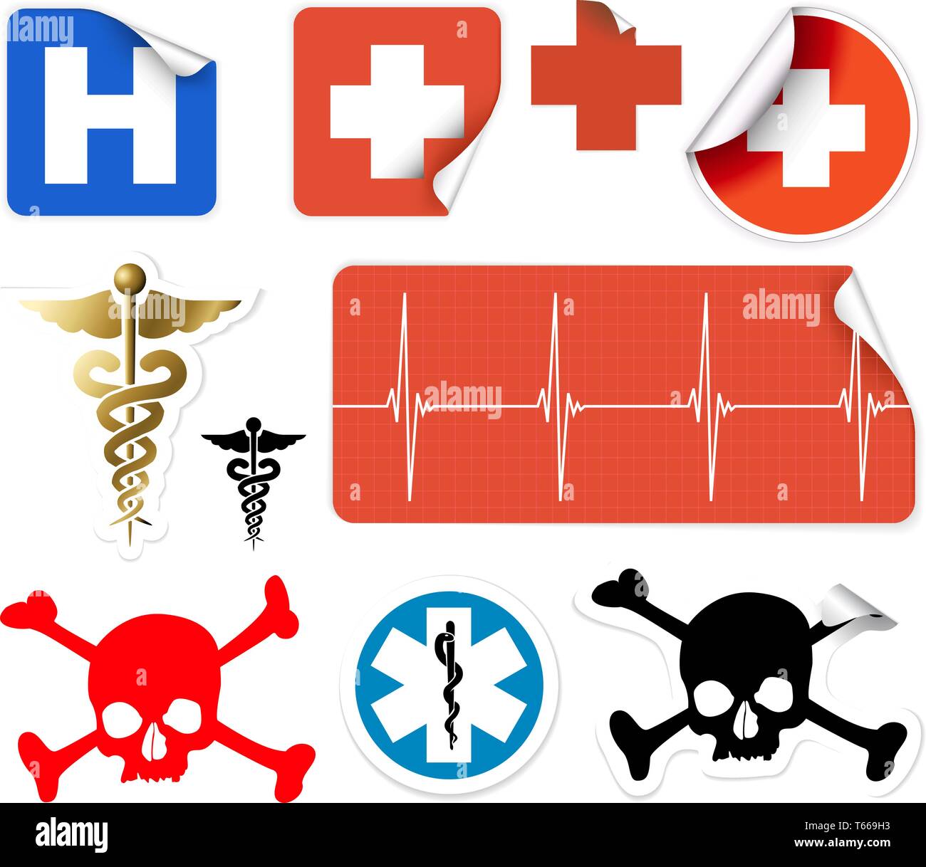 Set of various vector medical symbols on stickers Stock Vector Image ...