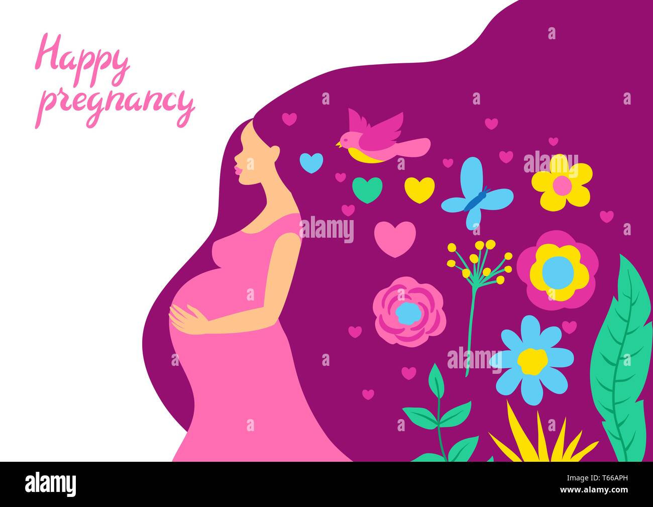 Happy pregnancy. Pretty pregnant woman Stock Vector Image & Art - Alamy