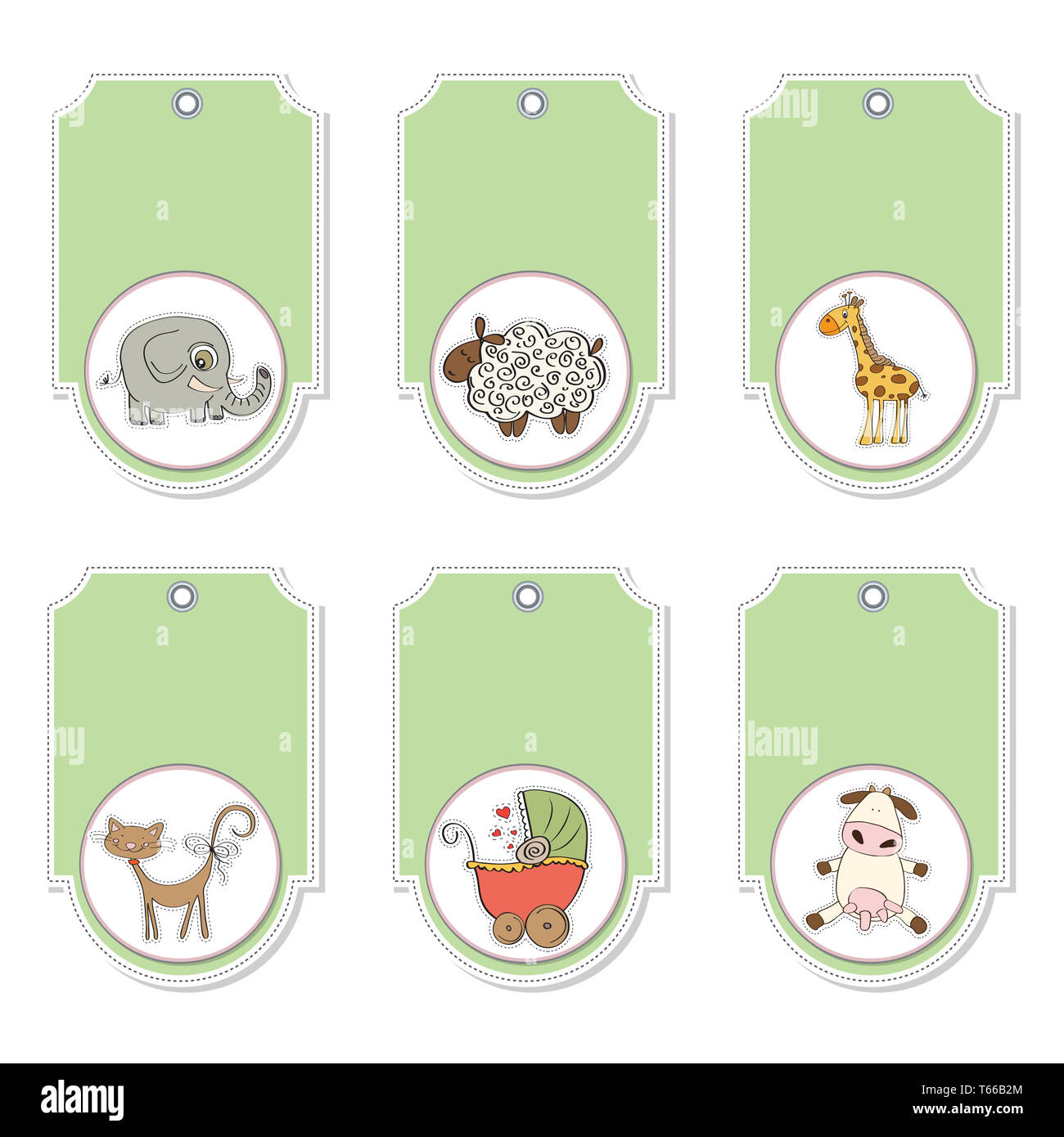 cartoon animals labels set Stock Photo - Alamy