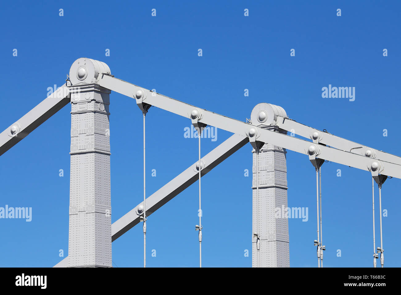 Steel pylons of the bridge with beams of rigidity Stock Photo - Alamy