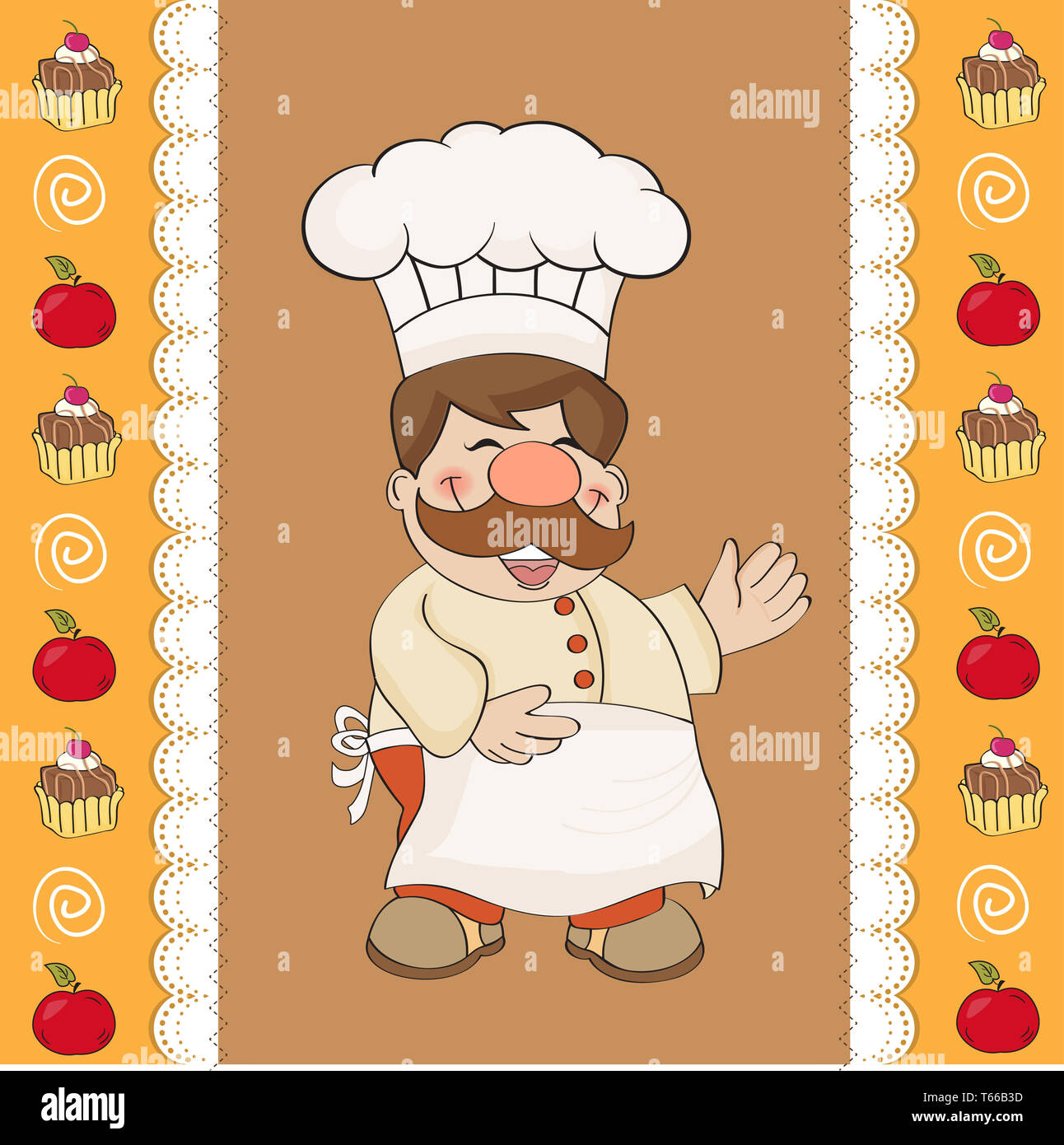 Background with Smiling Chef and Menu Stock Photo - Alamy