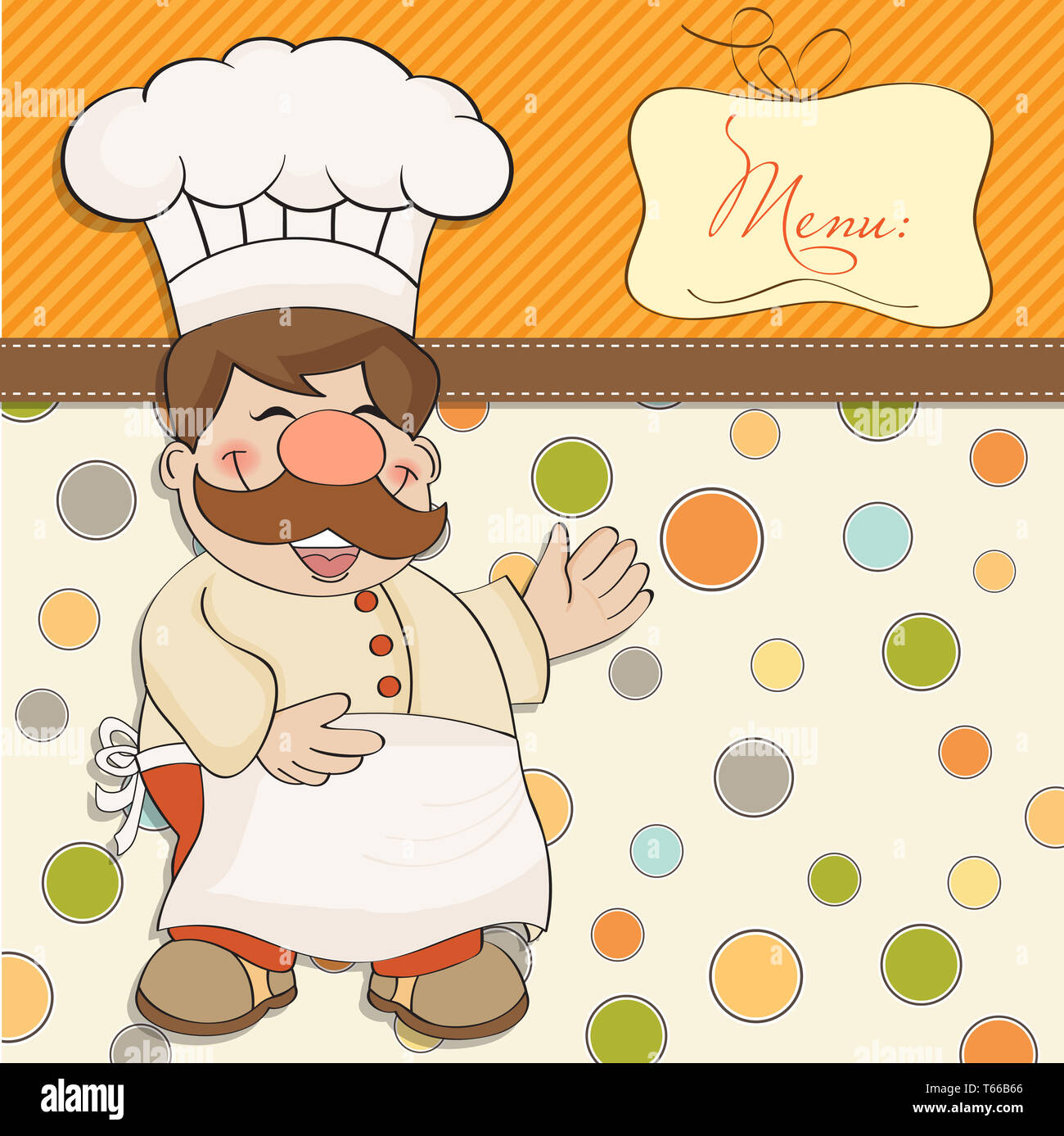 Background with Smiling Chef and Menu Stock Photo - Alamy