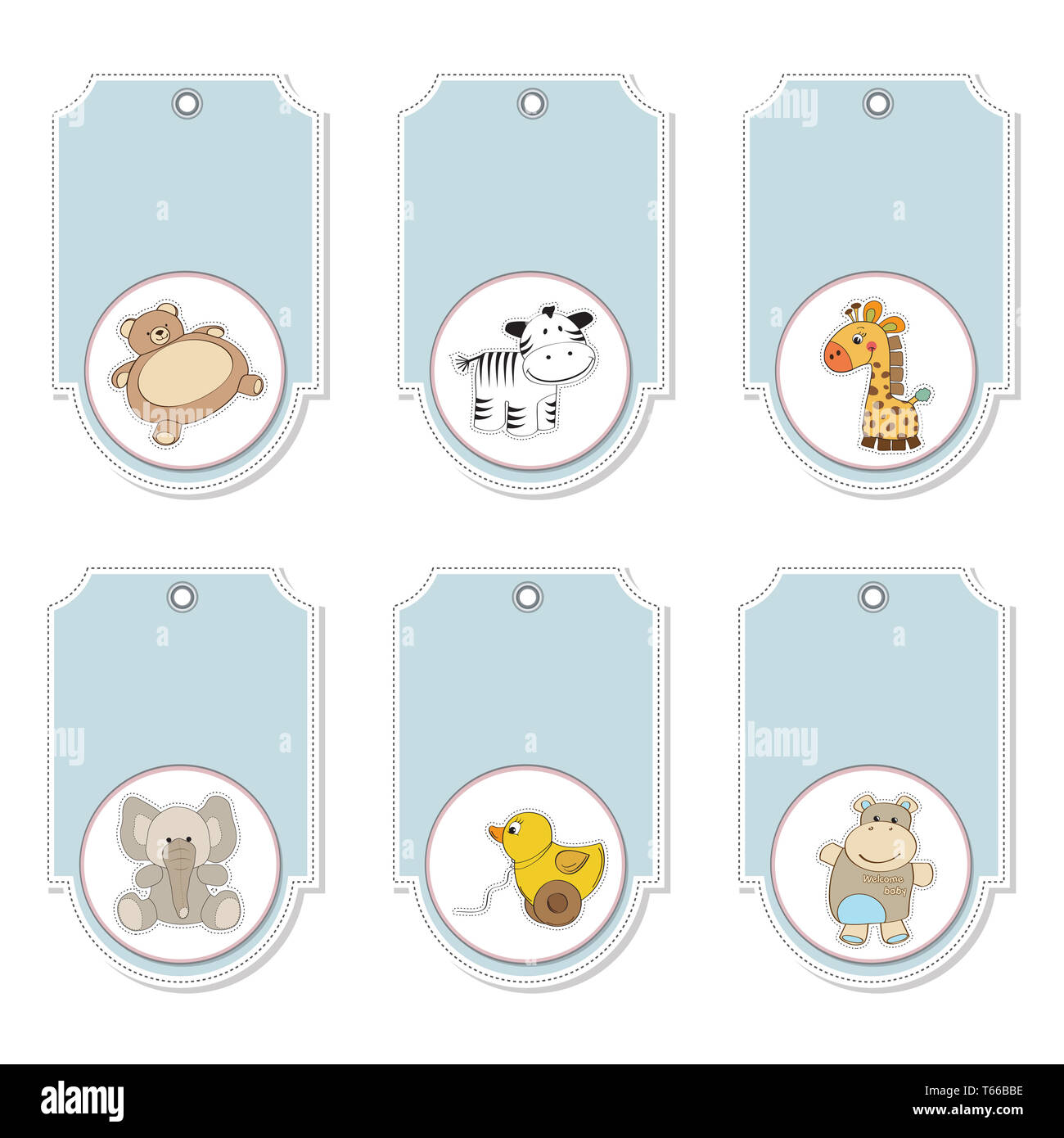 cartoon animals labels set Stock Photo - Alamy