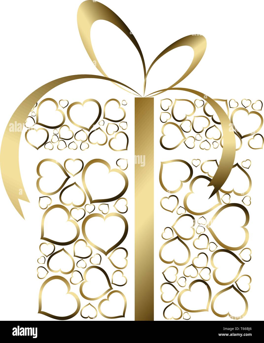 Stylized love present box made from golden hearts (vector Stock Vector ...