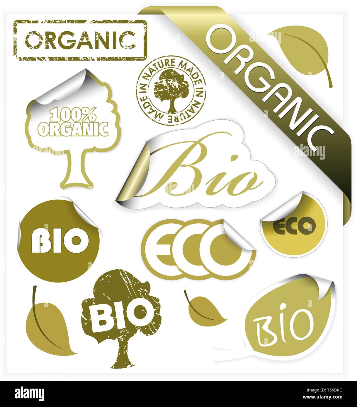 Set of vector bio, eco, organic elements - labels, stickers, stamps ...