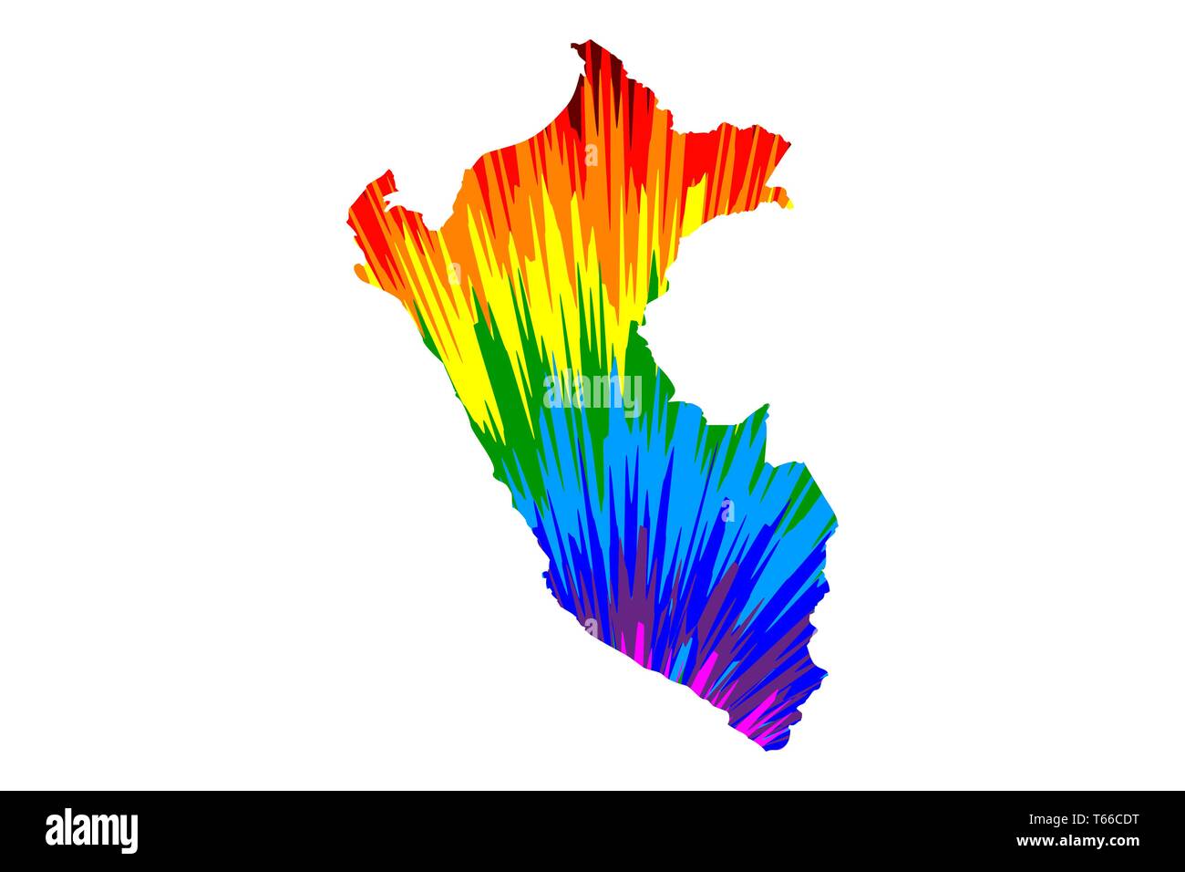 Peru - map is designed rainbow abstract colorful pattern, Republic of ...