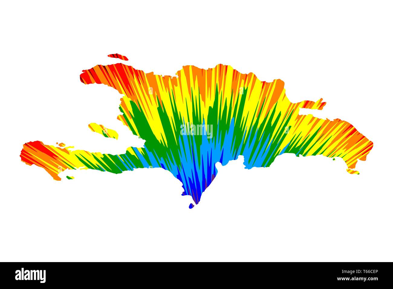 Hispaniola - map is designed rainbow abstract colorful pattern ...
