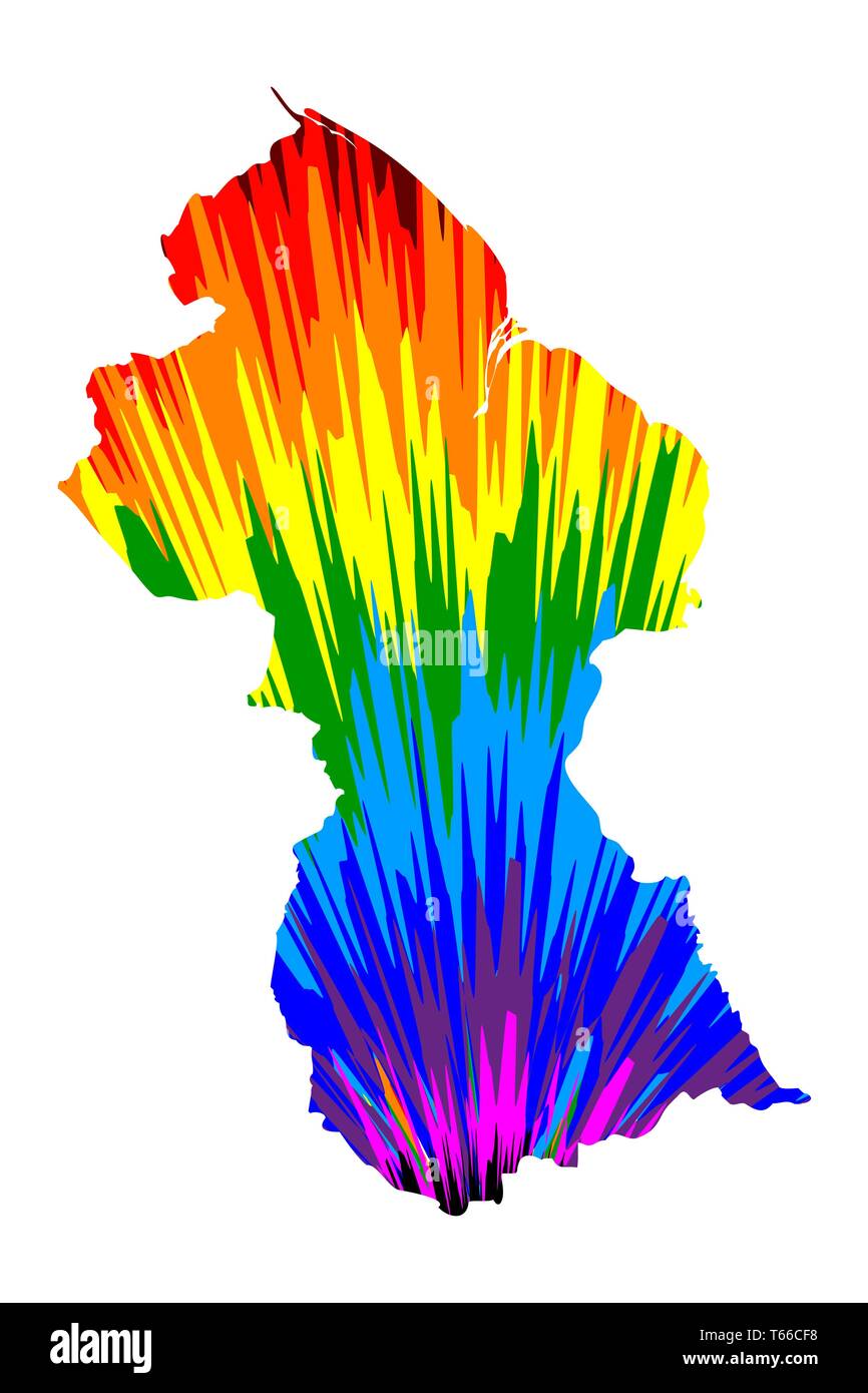 Guyana - map is designed rainbow abstract colorful pattern, Co ...