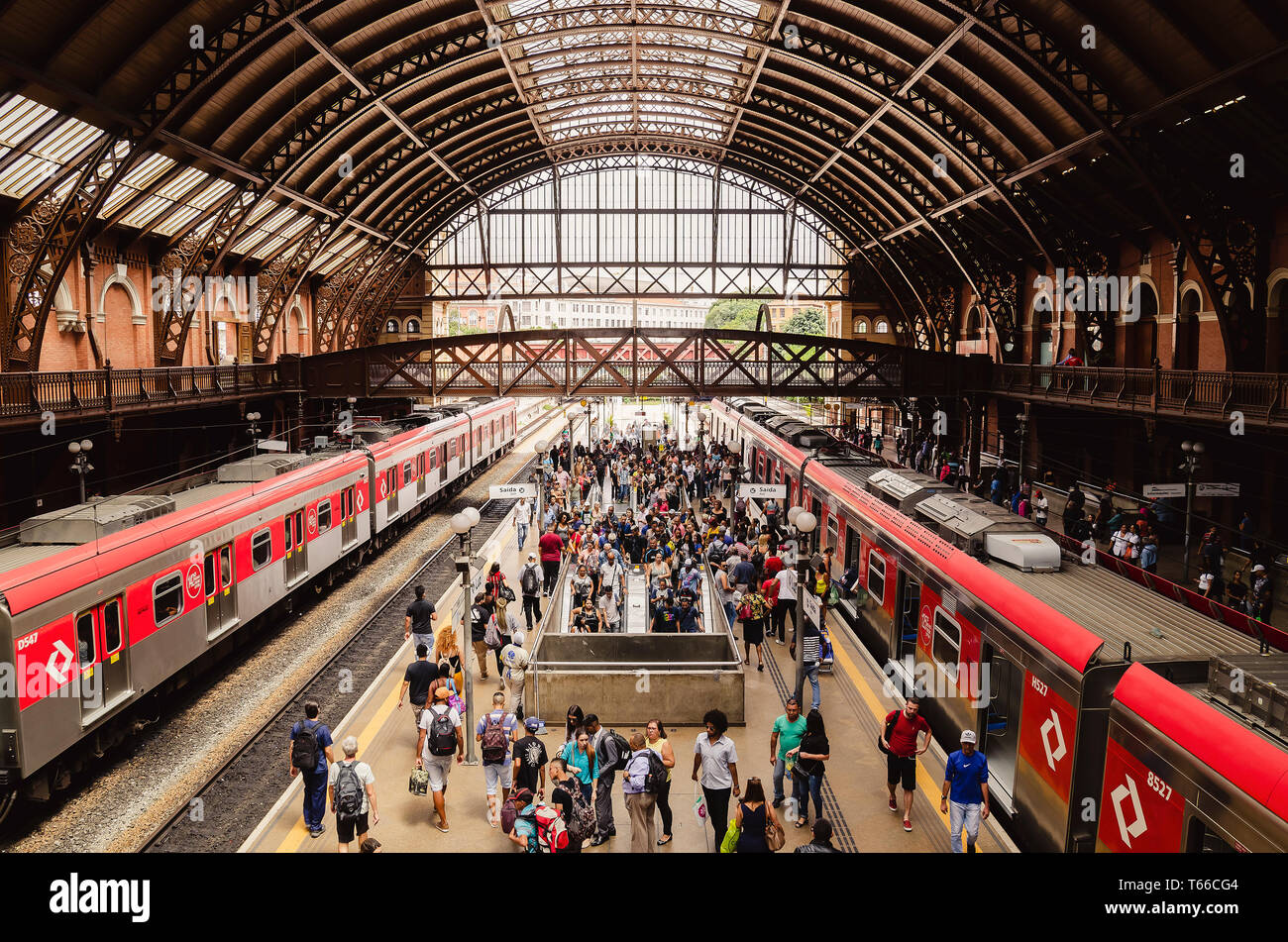 Sao Paulo SP, Brazil - February 27, 2019: Passengers waiting and ...
