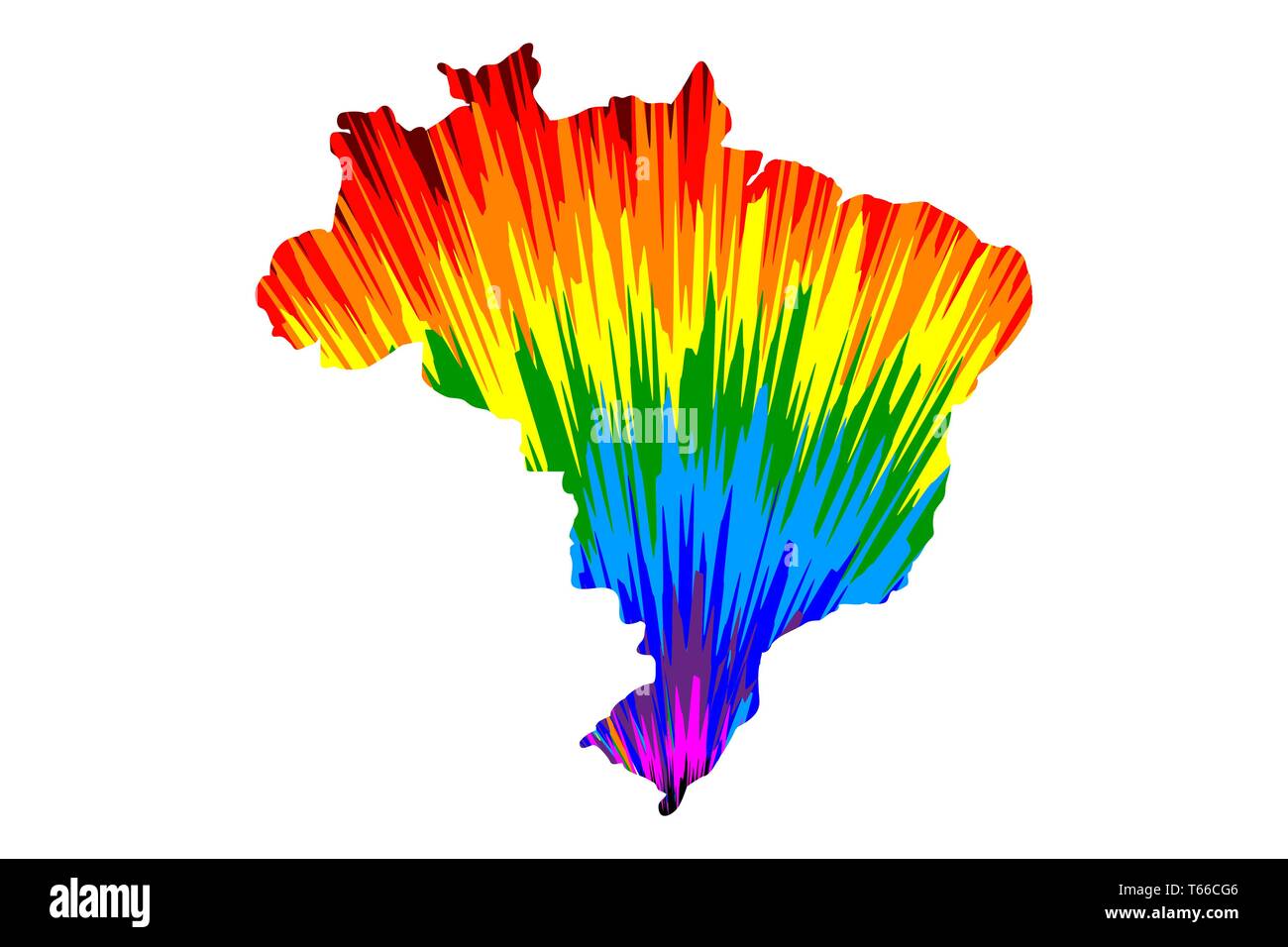 Brazil - map is designed rainbow abstract colorful pattern, Federative ...