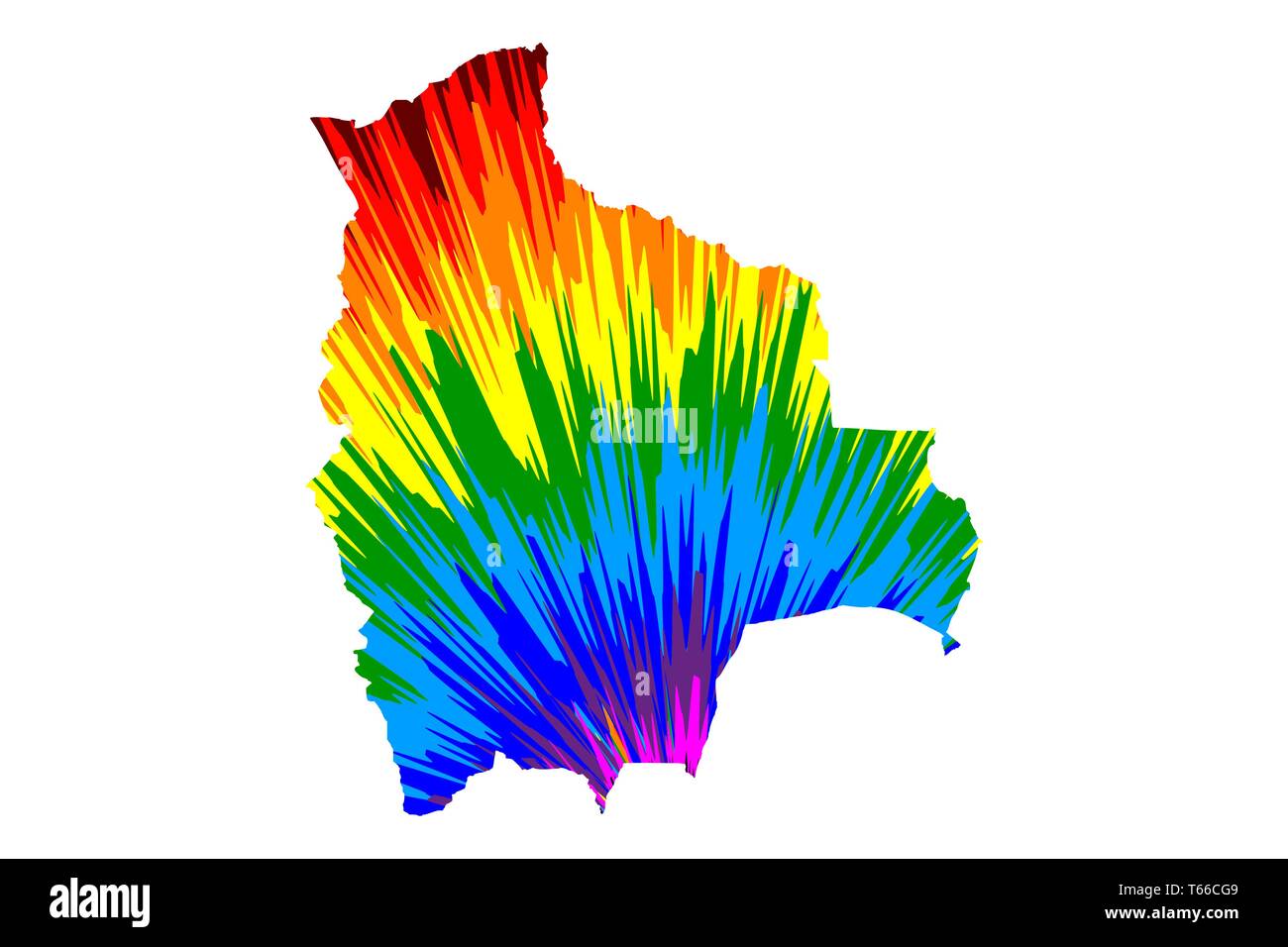 Bolivia - map is designed rainbow abstract colorful pattern ...