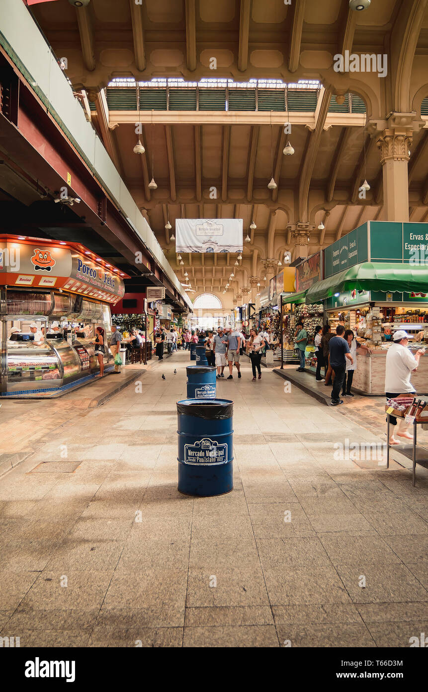 Sao Paulo SP, Brazil - February 27, 2019: Indoors of the Mercado ...
