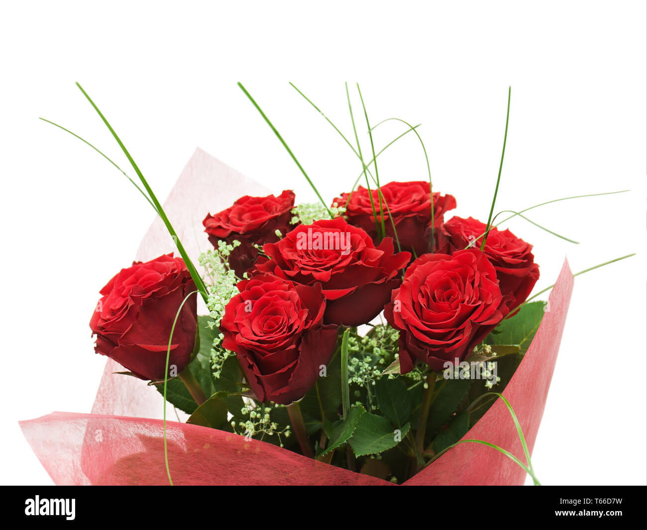Flower bouquet from red roses isolated on white ba Stock Photo - Alamy