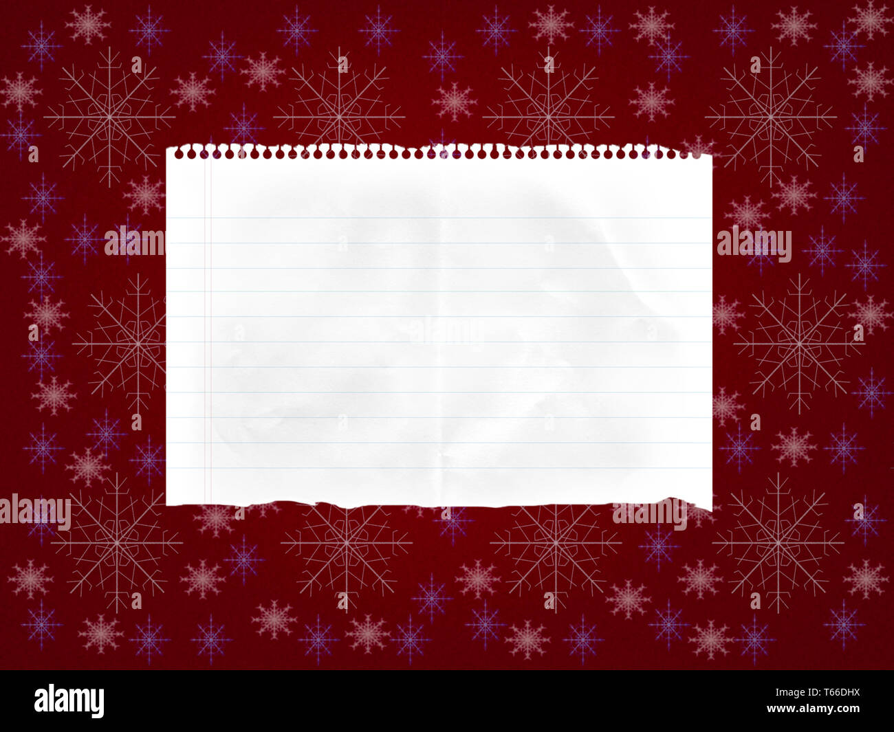 sheet of paper on abstract red background with sno Stock Photo - Alamy