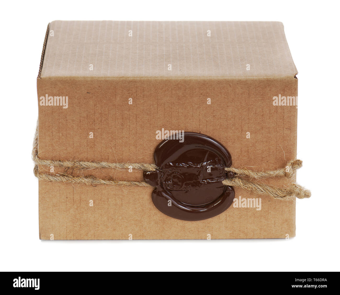 brown cardboard box with stamp isolated on white b Stock Photo - Alamy
