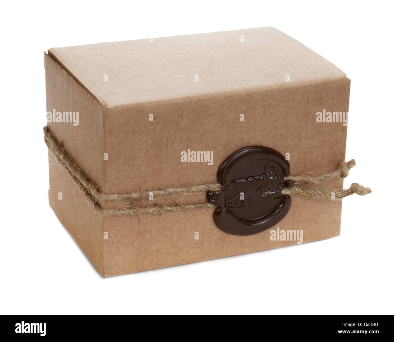 brown cardboard box with stamp isolated on white b Stock Photo - Alamy