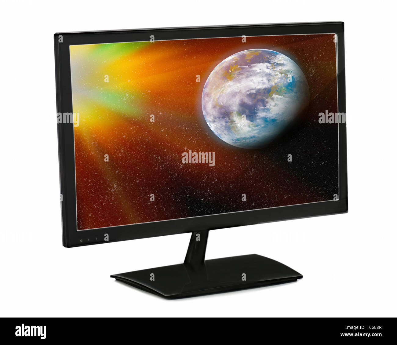 Black lcd monitor isolated on white background.Ele Stock Photo - Alamy